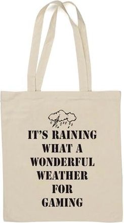 Generic Sac fourre-tout en coton naturel avec inscription « Wonderful Weather for Gaming » Blanc