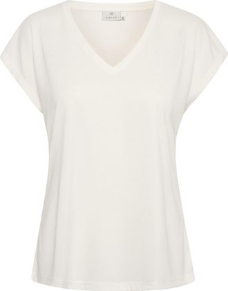 Kaffe T-Shirt KAlise Damen T-Shirt Kurzarm V-Ausschnitt Basic Shirt XL, Chalk