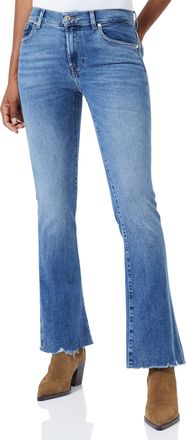 7 For All Mankind Womens Bootcut TAILORLESS Luxe Vintage with Worn Out Hem Pants, Light Blue, 31