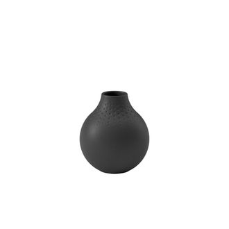 Villeroy & Boch Villeroy und Boch Collier Noir Vase Perle No. 3, 11 x 11 x 12 cm, Premium Porzellan, Schwarz