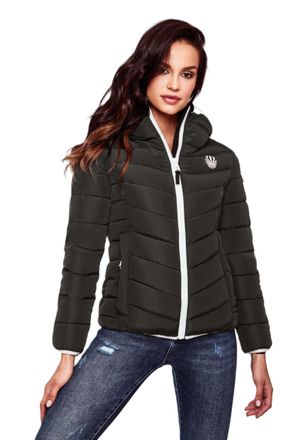 Navahoo Damen Jacke Steppjacke Übergangsjacke gesteppt Stepp Herbst B675 [B675-Elv-Schwarz-Gr.XS]