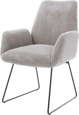DELIFE Polsterstuhl Zoa-Flex Kufengestell Schwarz Cord Silbergrau Taschenfederkern