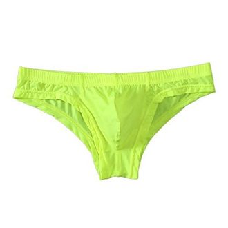 Generic Sous-v&ecirc;tements transparents en soie glac&eacute;e pour homme, sans sac, pantalon triangle serr&eacute;, taille basse, Vert menthe., 3XL