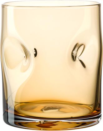 Leonardo VESUVIO Trinkglas amber - 1 St&uuml;ck - 300 ml - Farbglas - Handgefertigt - Wasserglas - Softdrinkbecher - Sp&uuml;lmaschinengeeignet - Einzigartige Einkerbung