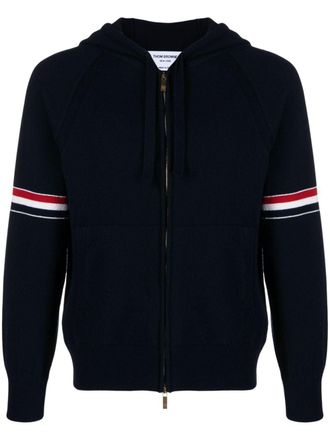 Thom Browne pull en cachemire à bande tricolore - Noir