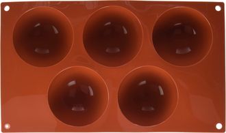 Silikomart | SF001 Silikonform für Monoportionen SEMISFERA, antihaftbeschichtet, 5 Kavitäten, Packung mit 1 Kuchenform, Ø 80, h 40 mm, Made in Italy, Braun