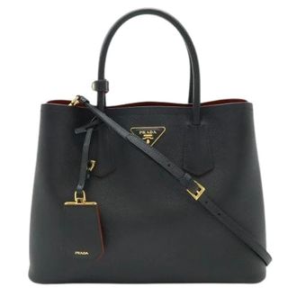 Prada Pre-owned Leather Double Tote Bag B2756T - - Pre-owned - Damen - Schwarzk - ONE SIZE