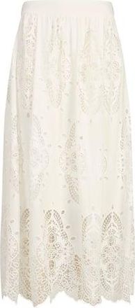 BERENICE Jupe midi &agrave; broderies anglaises en coton