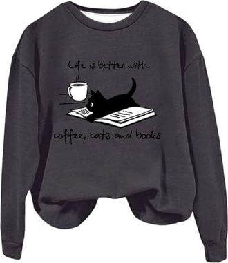 Generic Sweat-shirt pour femme - Imprim&eacute; graphique - Haut surdimensionn&eacute; - Col rond - Manches longues - Automne - Hiver - D&eacute;contract&eacute; - Confortable - Tendance