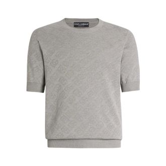 Dolce & Gabbana Homme, Pulls, Gris, Taille: L Maille &agrave; Manches Courtes et Col Rond