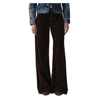 Jeanerica Jean patte d&eacute;l&eacute;phant taille basse - Femme - Pantalons - Brun - Taille: W27 L32