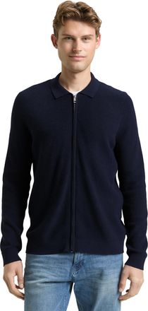 Tom Tailor Herren 1048781 Strickjacke mit Reißverschluss, 13160-Knitted Navy Melange, L