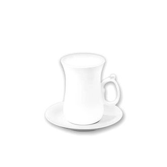 Wilmax England Wilmax - Tasses OLIVIA avec soucoupes - Lot de 6-120 ml - Tasses &agrave; caf&eacute; en porcelaine - Blanc - Service de table pour 6 personnes - Set de tasses pour