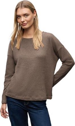 Street One 3227976 T-Shirt structuré avec Boutons, Silk Brown Mel, 48 Femmes