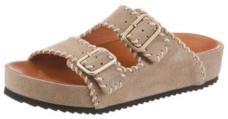 Verbenas Pantolette VERBENAS ELENA SERRAJE PASADO, Damen, Gr. 37, beige, Veloursleder, kontrastfarbene Details, Schuhe Pantolette, Sommerschuh, Hausschuh, Stra