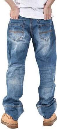 ORANDESIGNE Homme Hip Hop Jeans Style Hipster Graffitis Impression Baggy Jeans Urbain Skate Denim Pantalons L&acirc;che Fit Jambe Droite Cargo Pantalon R&eacute;tro Broderie Z