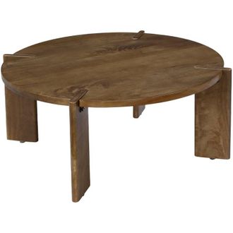 Sweeek Exotischer runder Couchtisch aus Massivholz