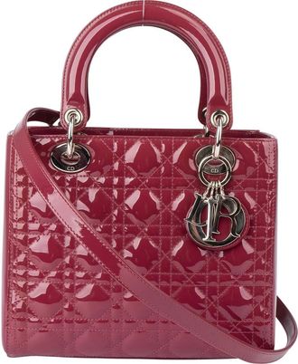 Dior Crossbody Bags - Christian Dior Quilted Patent Leather Lady Dior Ha - Gr. unisize - in Rot - f&uuml;r Damen