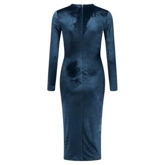 Generic Robe de Soiree Femme Chic et Glamour Longue Manche Col en V Robe Cocktail Fete Moulante Velours Hiver Fendue Vintage Tenue Fete Mi Longue