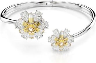 Swarovski Bracelet-jonc Idyllia, Fleur, Jaune, Métal rhodié