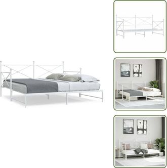 vidaXL Tagesbett Ausziehbar ohne Matratze Wei&szlig; 100x190 cm Stahl - Ausziehbares Tagesbett - Ausziehbare Tagesbetten - Schlafbett - G&auml;stebett