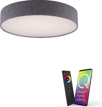 Paul Neuhaus Q-Kiara, LED Deckenleuchte, &Oslash;58cm, Smart Home, steuerbar via App, kompatibel mit Alexa, dimmbar mit Fernbedienung, Farbtemperatursteuerung
