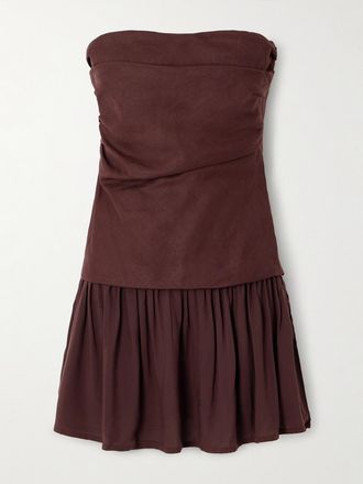 Faithfull The Brand Hedy Minikleid Aus Leinen Und Voile - Braun