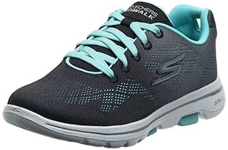 Skechers Womens Go Walk 5-Alive Sneaker, Black Aqua, 38.5 EU