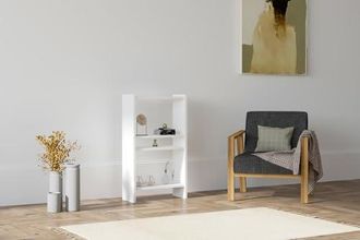 Hanah Home Scandinavian Style Bookshelf, White, 52.4 x 90 x 22 cm | 100% Melamine Coated Particle Board, 18 mm Thick | Wall-Mountable, Multiple Shelves, Elegant 