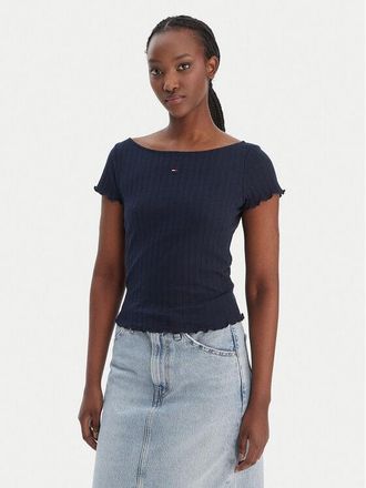 Tommy Jeans T-Shirt Lettuce Edge DW0DW22460 Dunkelblau Slim Fit