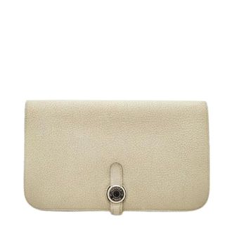 Herm&egrave;s Pre-owned Dogon Duo Nata GM Togo Wallet - Femme - Pre-owned - Beige - Taille: ONE Size