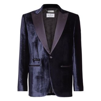 Philipp Plein Homme, Vestes, Bleu, Taille: XL Velvet Blazer