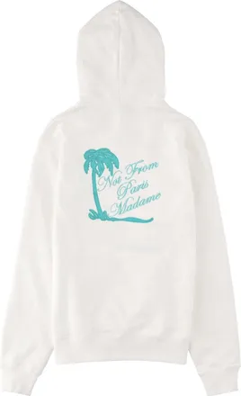 Dr&ocirc;le de Monsieur Slogan Palm Print Sweatshirt - White