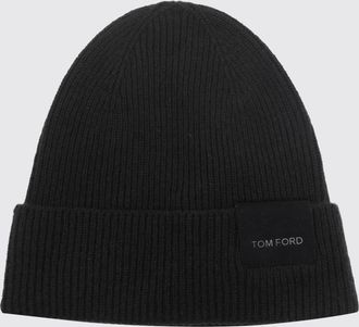 Tom Ford Bonnet en 100% cachemire c&ocirc;tel&eacute; avec revers et logo appliqu&eacute;