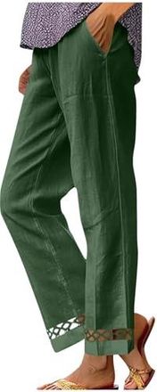 Generic Ydsxlp Pantalon large en lin pour femme - Taille &eacute;lastique - Jambe droite - Pantalon d&eacute;t&eacute; d&eacute;contract&eacute; en coton et lin - Pantalon baggy de plage Palazz