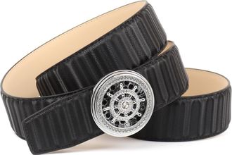 Anthoni Crown Unisex Ledergürtel Gürtel, Schwarz, 105