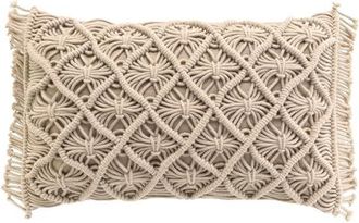 Douceur d'Int&eacute;rieur Coussin D&eacute;houssable (30 x 50 cm) Indy Marron, Coton Macram&eacute;