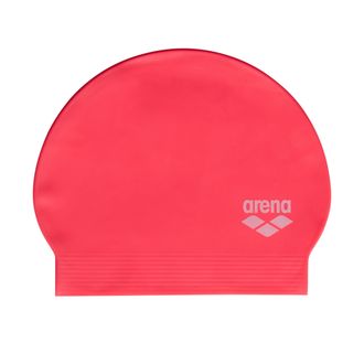 Arena Arena Badekappe für Erwachsene aus weichem Latex, für Training und Fitness, elastische Badekappe für langes Haar, verstärkter Rand, Neon-Pink