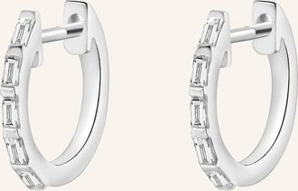 Leaf Creolen Baquette Aus 14 Karat Weißgold Mit Diamanten silber