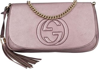 Gucci Crossbody Bags - Gucci Metallic Pink Leather Soho CC Crossbody Bag - Gr. unisize - in Gold - für Damen