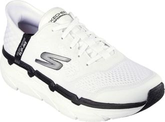 Skechers Herren Max Cushioning Slip-ins - Athletic Workout Running Walking Schuhe mit Memory-Schaum Sneaker, White and Black Textile/Synthetic, 45 EU