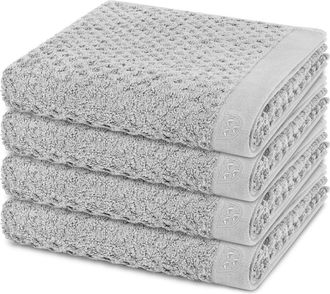 ROSS Harmony 4er Set Handt&uuml;cher - 50x100 cm, Walkfrottee 520 g/m&sup2;, 100% Baumwolle - Saugstark, Volumin&ouml;s & Weich, Hautfreundlich mit Eleganter Saum-Sticker