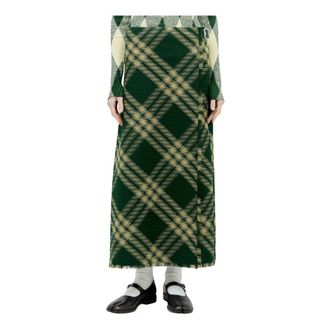 Burberry Woll-Karo-Midirock - - Skirts - Damen - Gr&uuml;n - 2XS