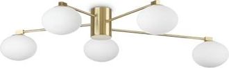 Ideal Lux HERMES Plafonnier semi-affleurant &agrave; 5 bras globes multiples laiton