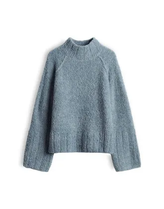 OPUS Strickpullover Porizon aus Strick mit Boucl&eacute; Struktur Weiter, gerader Schnitt mit Stehkragen und breiten B&uuml;ndchen