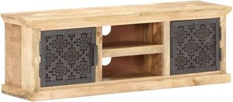 vidaXL Meuble TV avec portes en acier 120x30x40 cm Bois de manguier vidaXL
