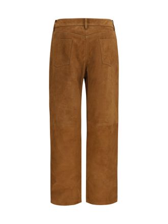 Magda Butrym Corduroy-Effect Leather Trousers - Brown