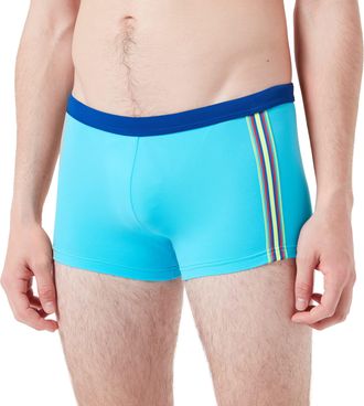 HOM KAJYY Herren Mistral Swim Shorts Schwimmwindel, T&uuml;rkis + mehrfarbiges, gestreiftes Band, 48