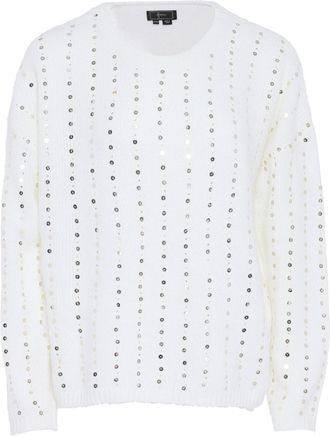 Faina Strickpullover mit Pailletten Damen Wollwei&szlig;