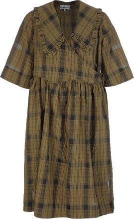 Ganni Robe Chemise Carreaux Butternut